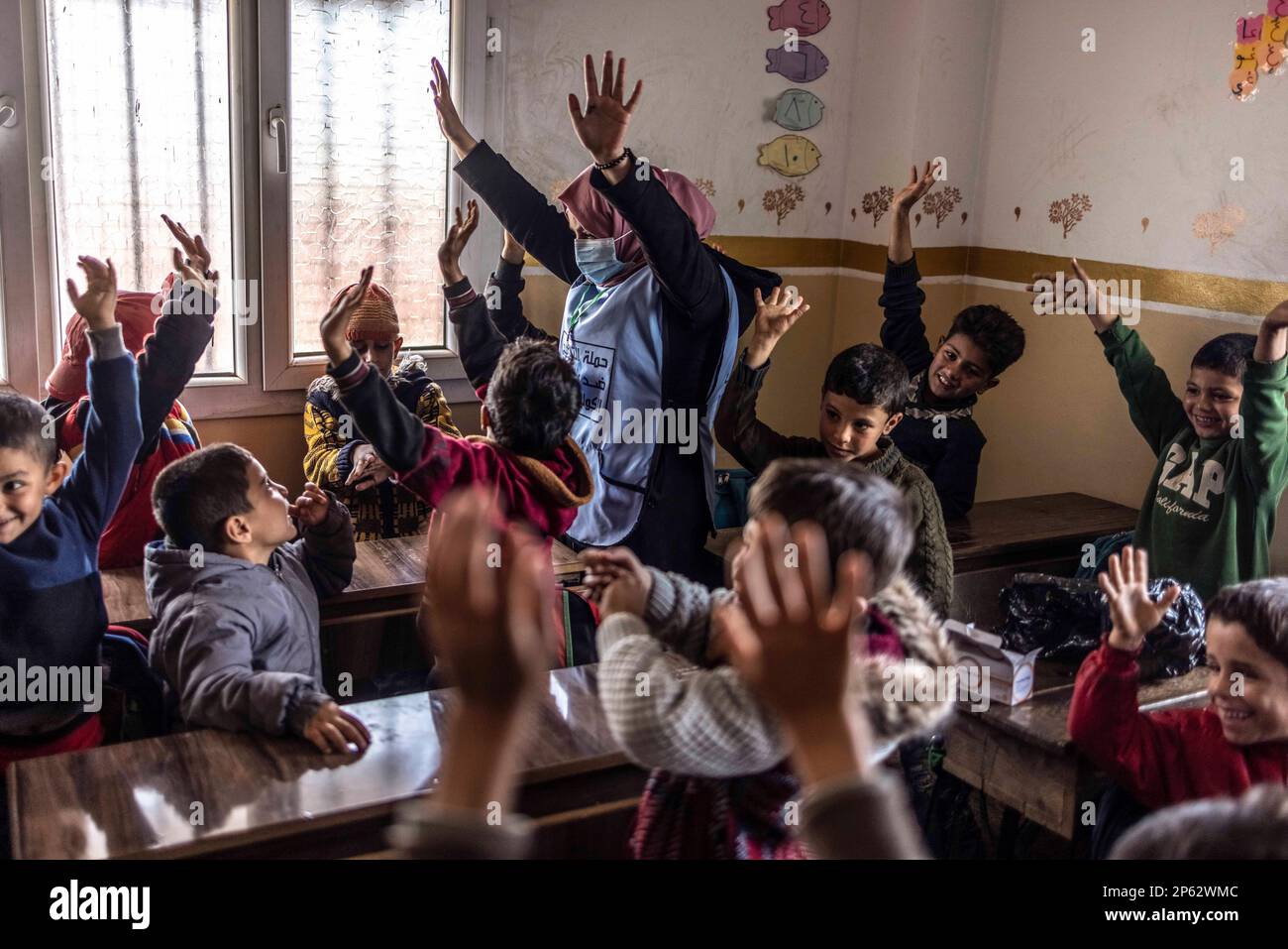 Sarmada, Syria. 07th Mar, 2023. A member of the Syria Immunization Team ...