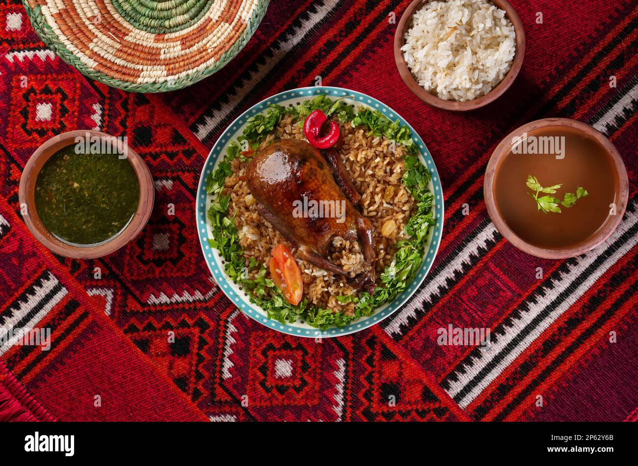 Arabic Cuisine; Egyptian traditional stuffed pigeon or "Hamam Mahshi ...