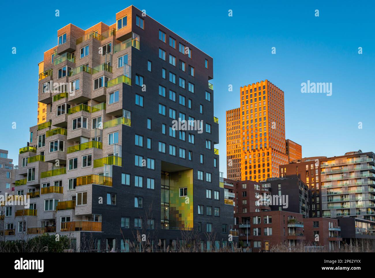 Cityscape of Amsterdam Zuidas, business district with futuristic ...
