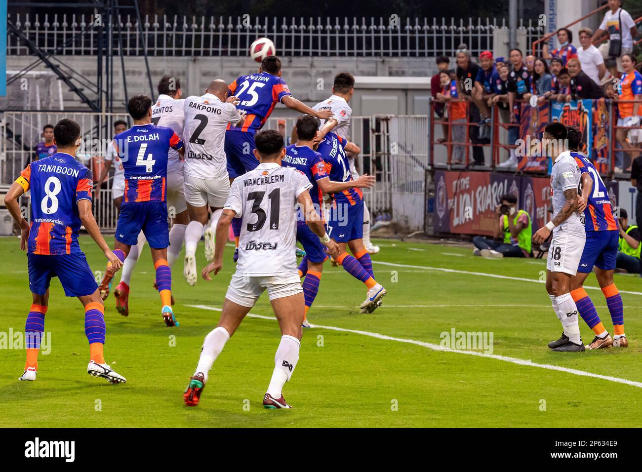 Professional Thai football match at PAT Stadium, Bangkok, Thailand ...