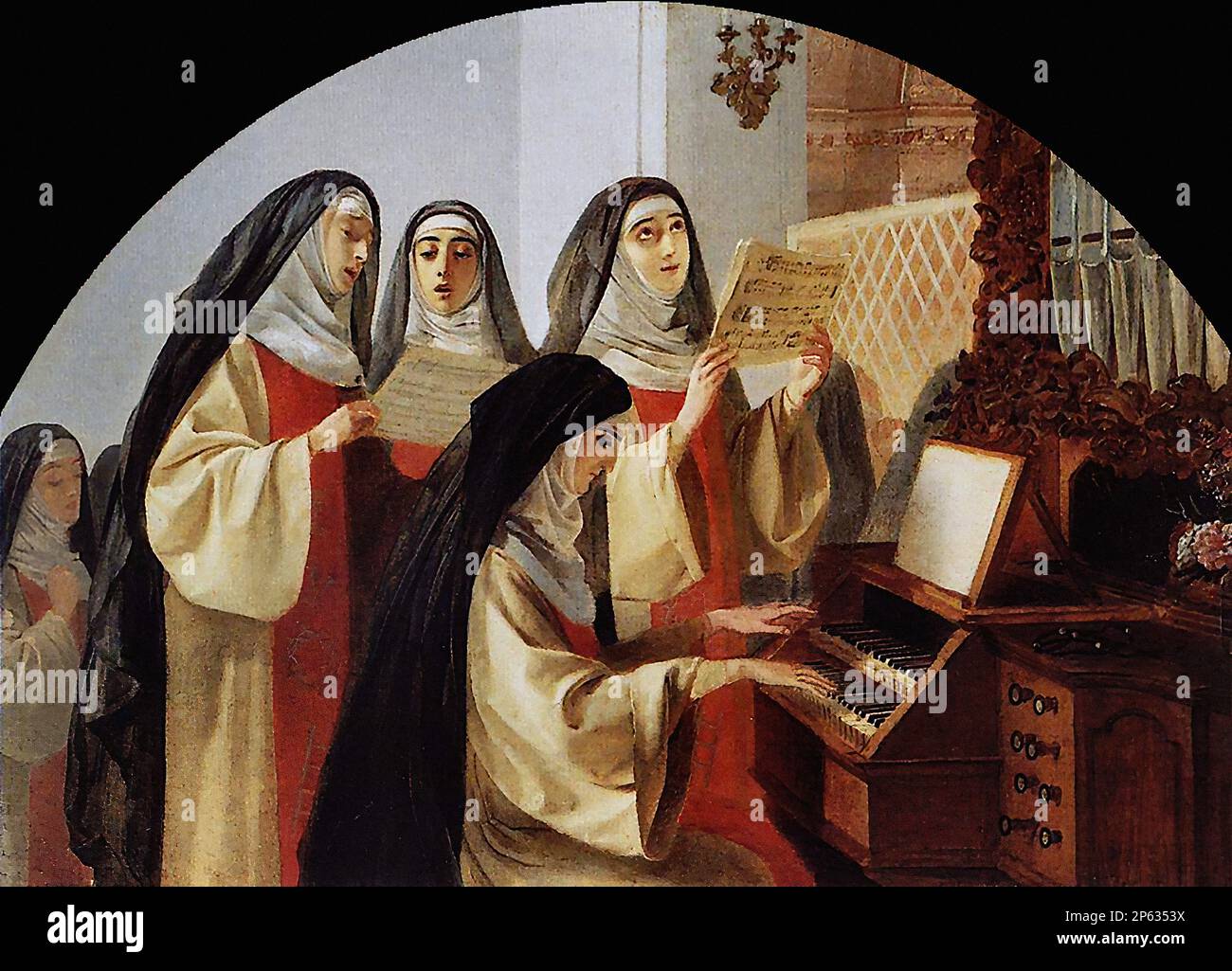 Брюллов Карл - Монахини монастыря Святого Сердца в Риме поют под орган ...