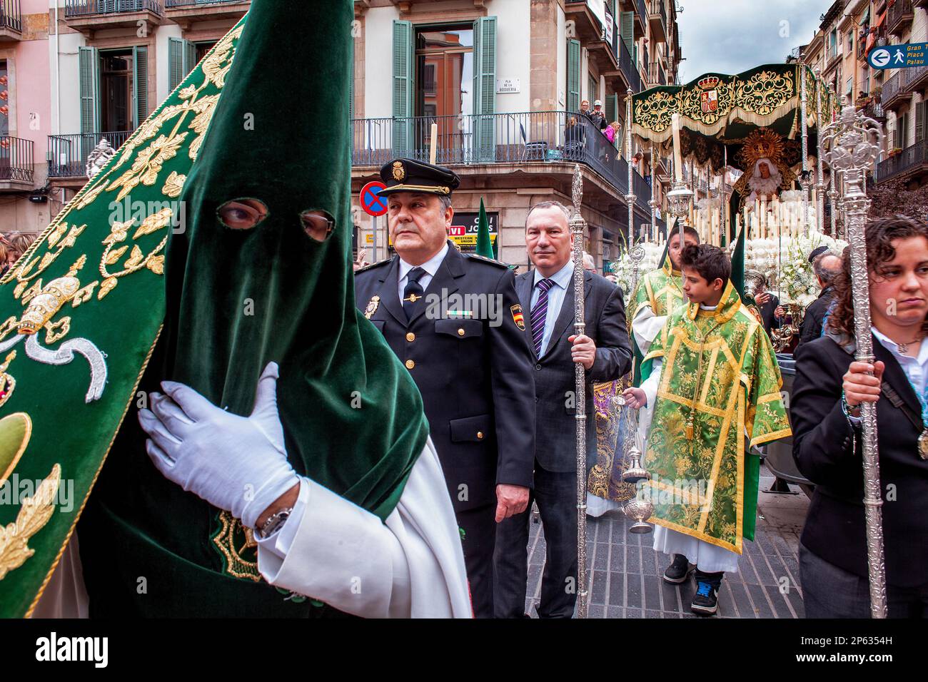 Penitents in procession, sisterhood of JesÃƒÂºs del Gran Poder y virgen ...