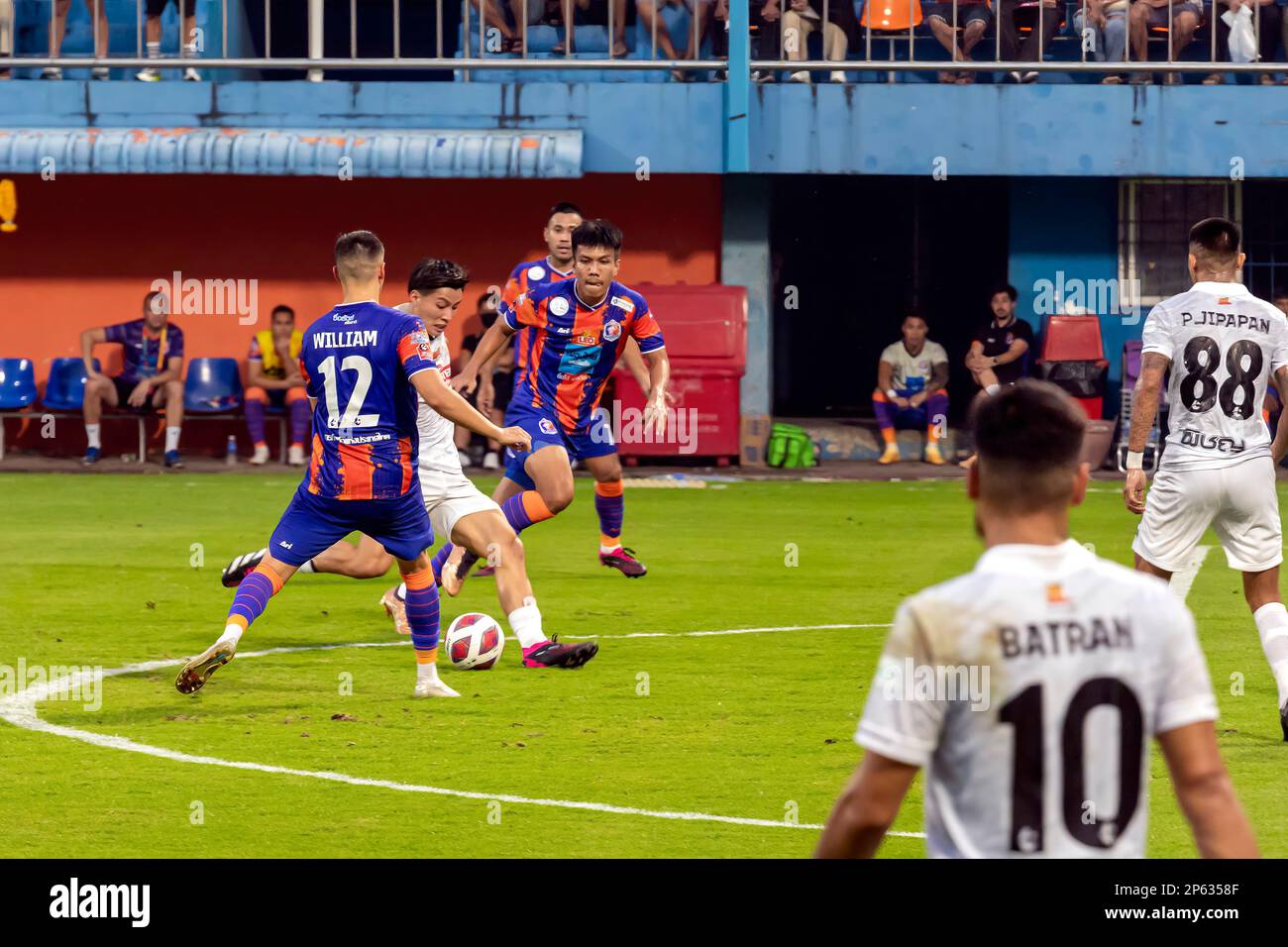Professional Thai football match at PAT Stadium, Bangkok, Thailand ...