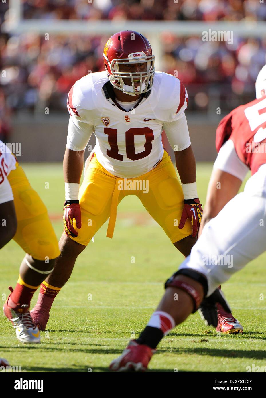 USC Trojans Hayes Pullard (10) in action during a game against Stanford ...