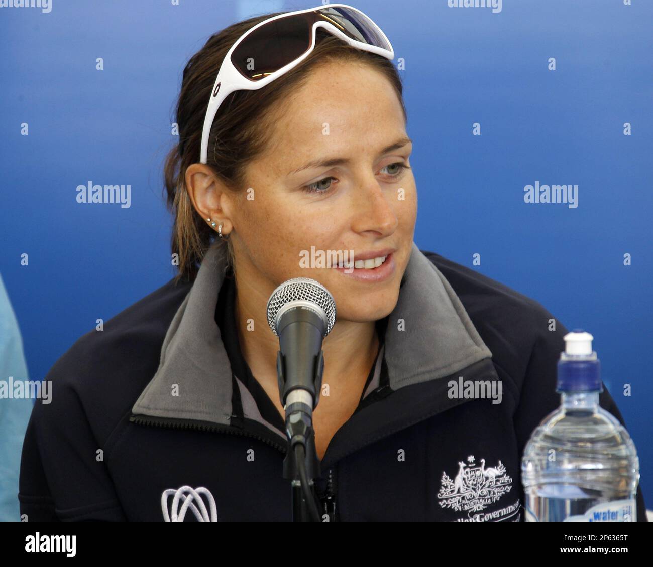 Erin Densham, of Australia, appears at a press conference, leading up ...