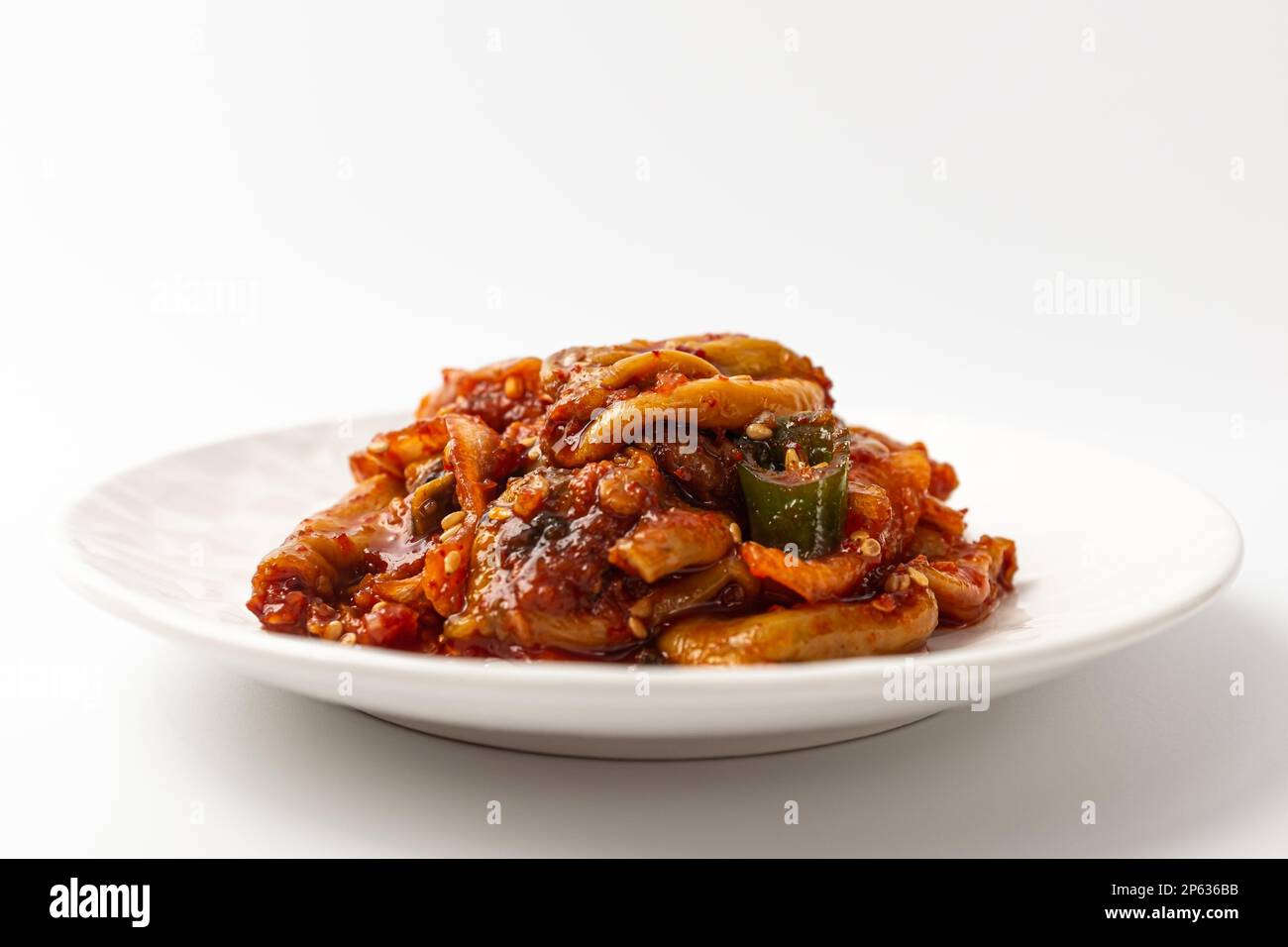 Spicy Seasoned Dish. Food with a strong smell of the sea and slippery ...