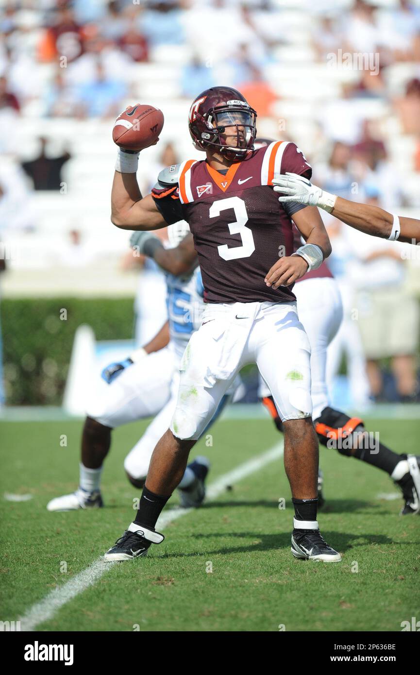Virginia Tech Hokies Logan Thomas (3) in action during a game against ...