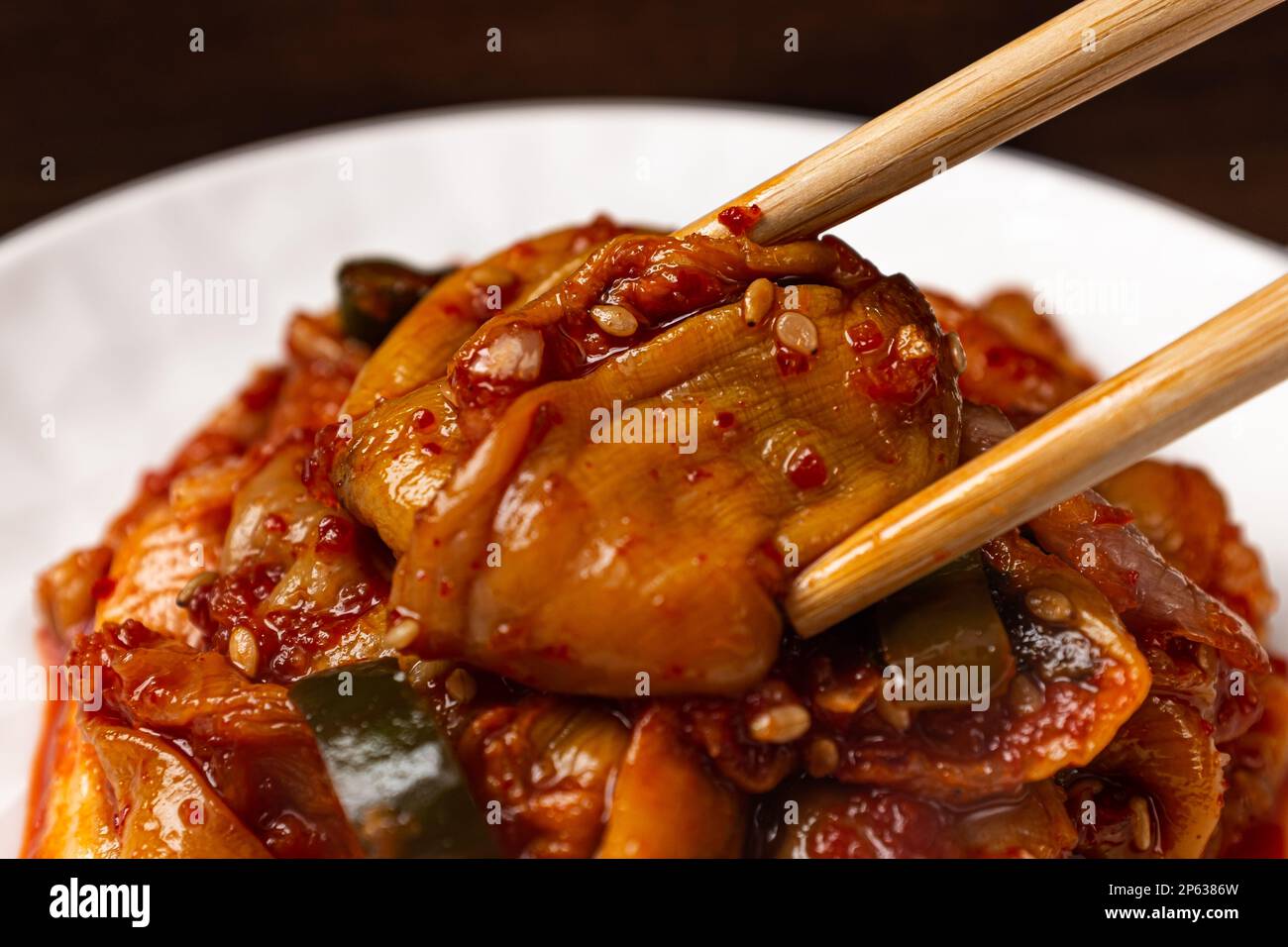 Spicy Seasoned Dish. Food with a strong smell of the sea and slippery ...