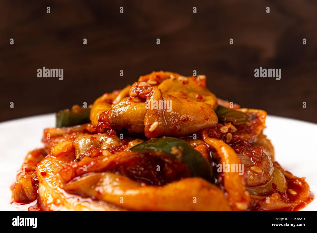 Spicy Seasoned Dish. Food with a strong smell of the sea and slippery ...