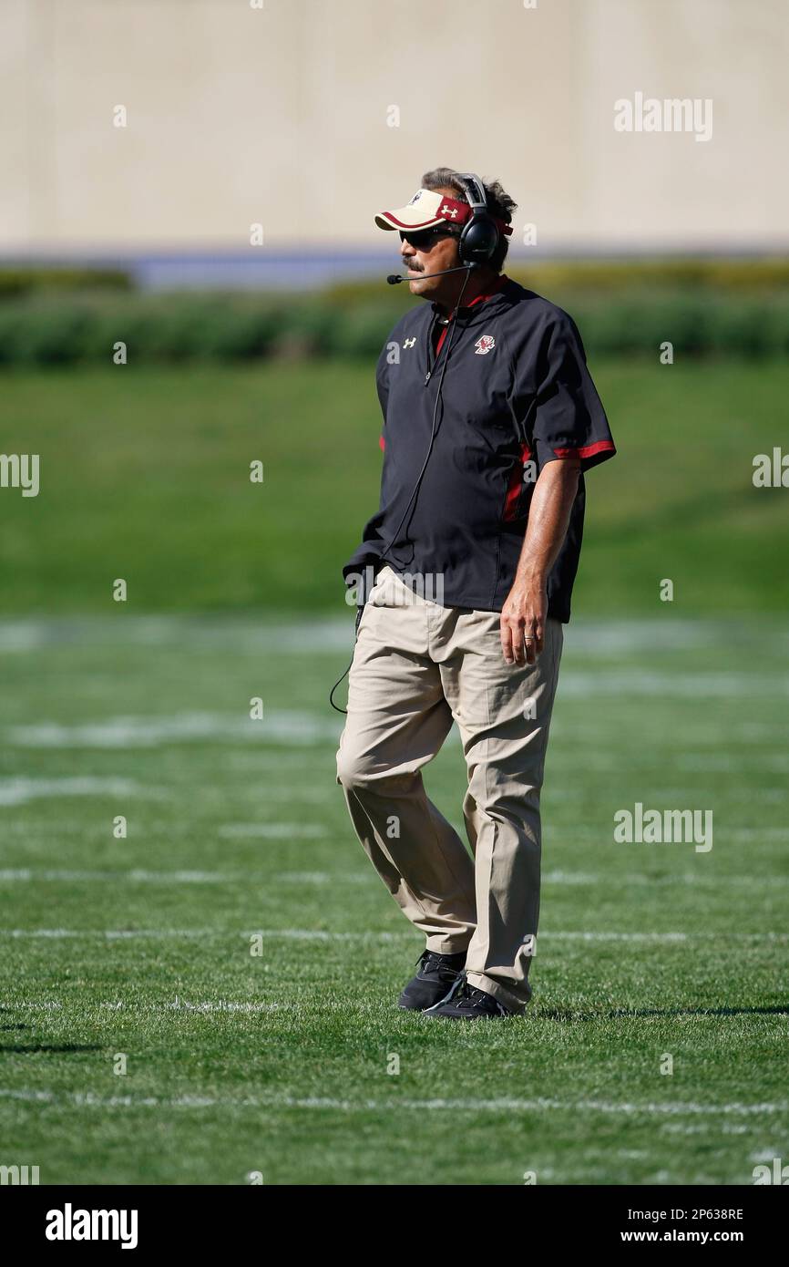 Boston College head coach Frank Spaziani looks on from the sidelines in ...