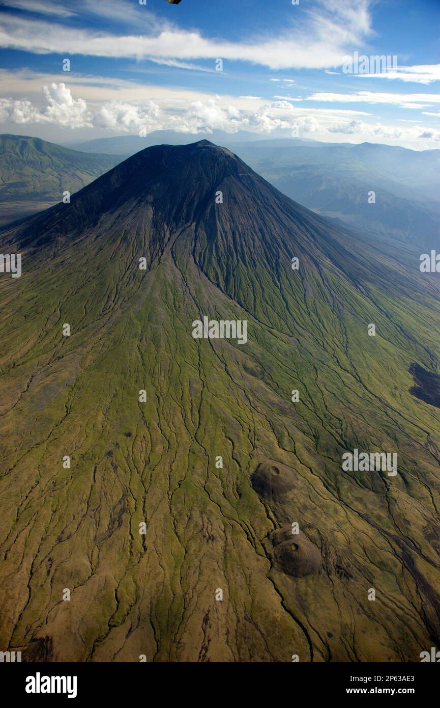 TANZANIA. AERIAL VIEW OF LAKE NATRON. Volcano Ol Doinyo Lengai Stock ...
