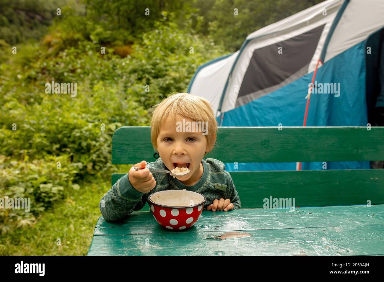 People, children enjoying the amazing views in Norway to fjords ...