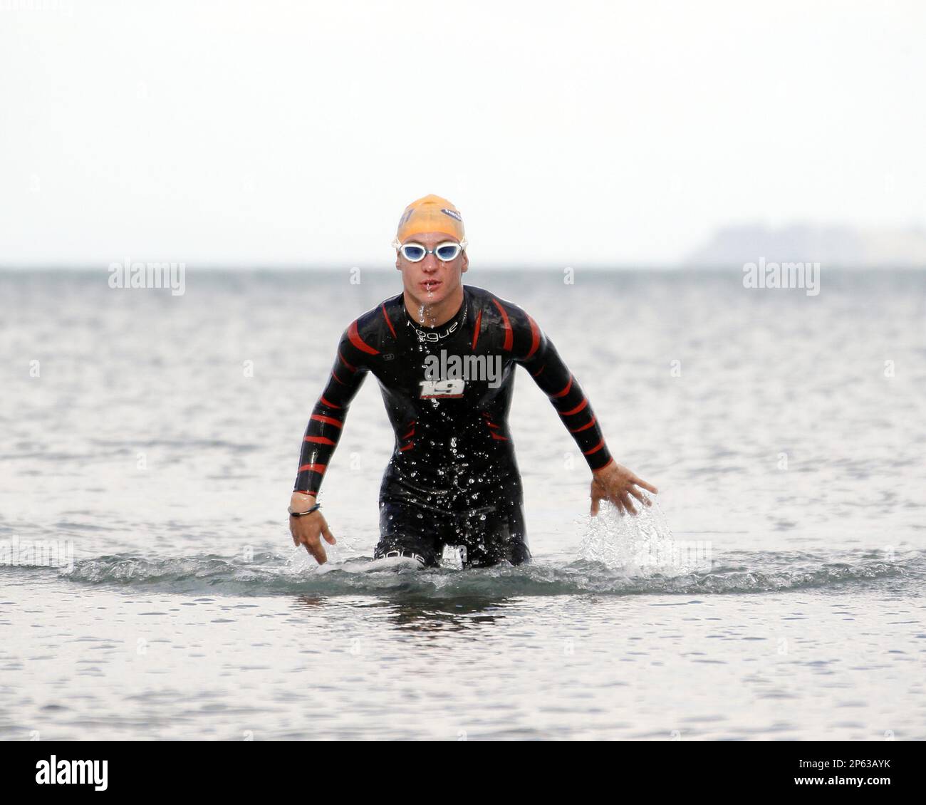 Ognjen Stojanovic, of Serbia, training before the ITU Triathlon Grand ...