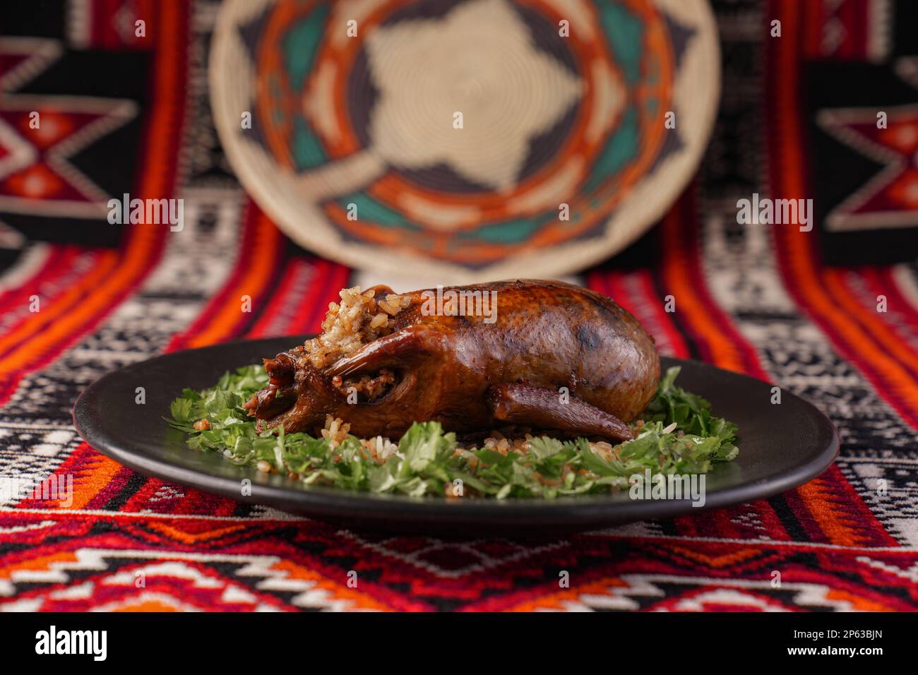 Arabic Cuisine; Egyptian traditional stuffed pigeon or "Hamam Mahshi ...