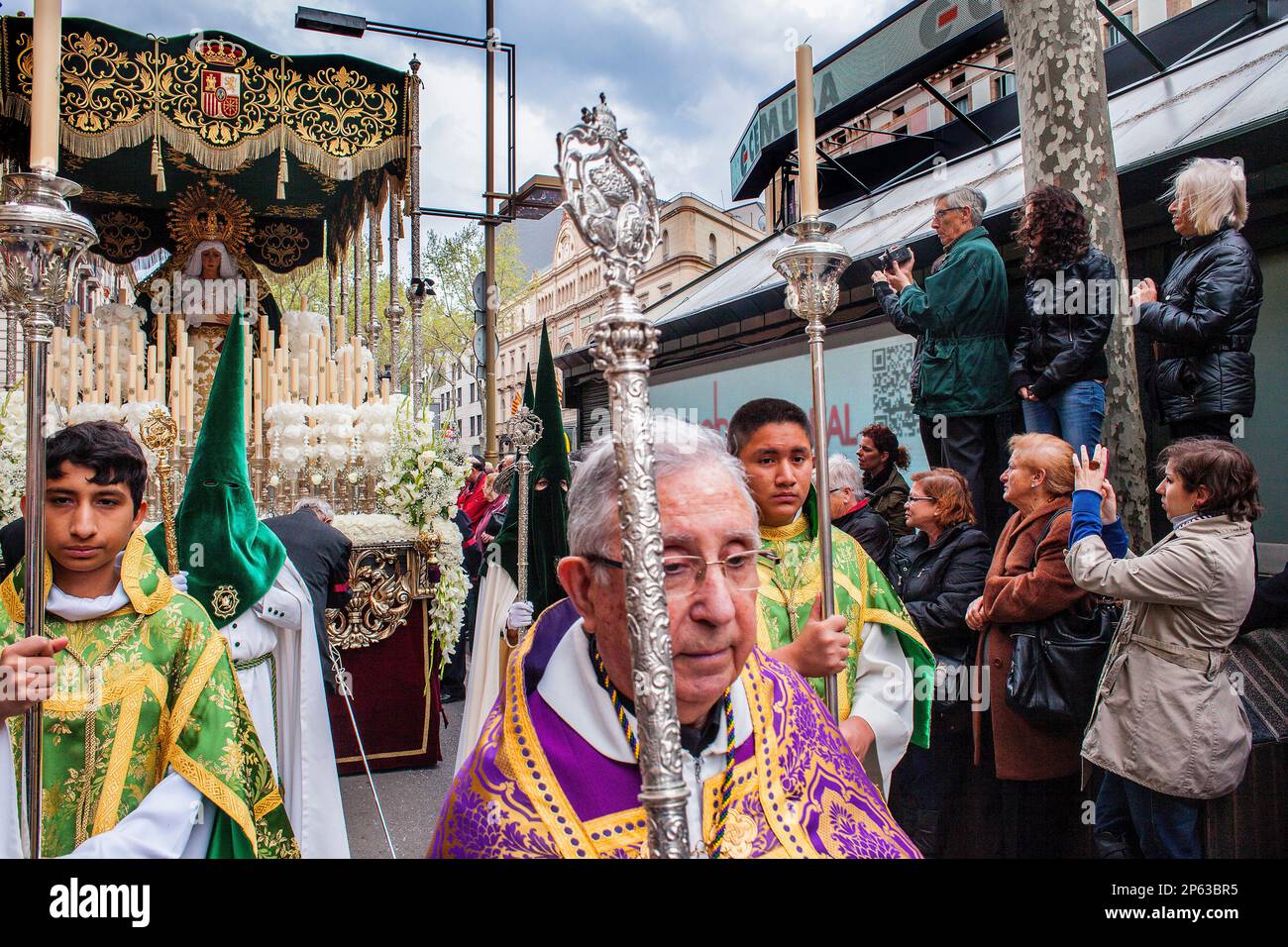 priest and altar servers in procession, sisterhood of JesÃƒÂºs del Gran ...