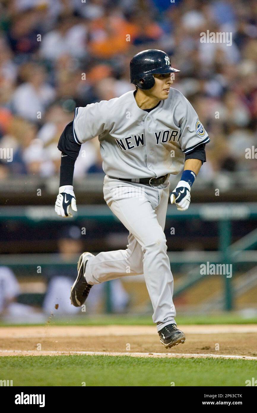 Ramiro Pena #19 of the New York Yankees hustles down the first base ...