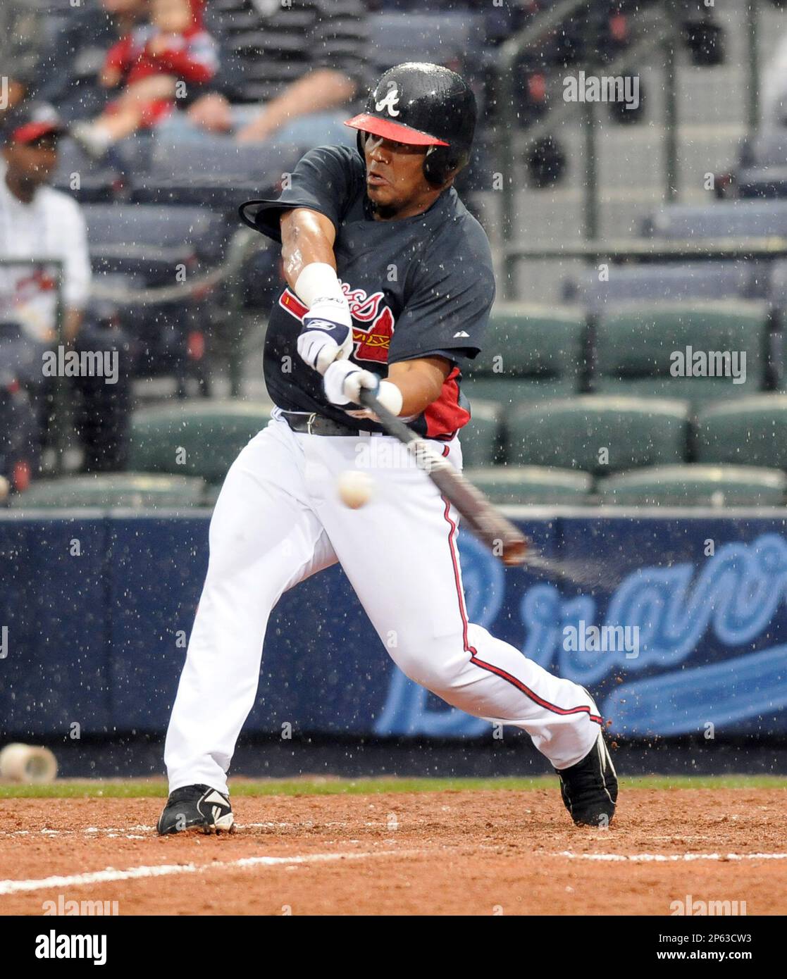 Brayan Pena of the Atlanta Braves in an exhibition game against the ...