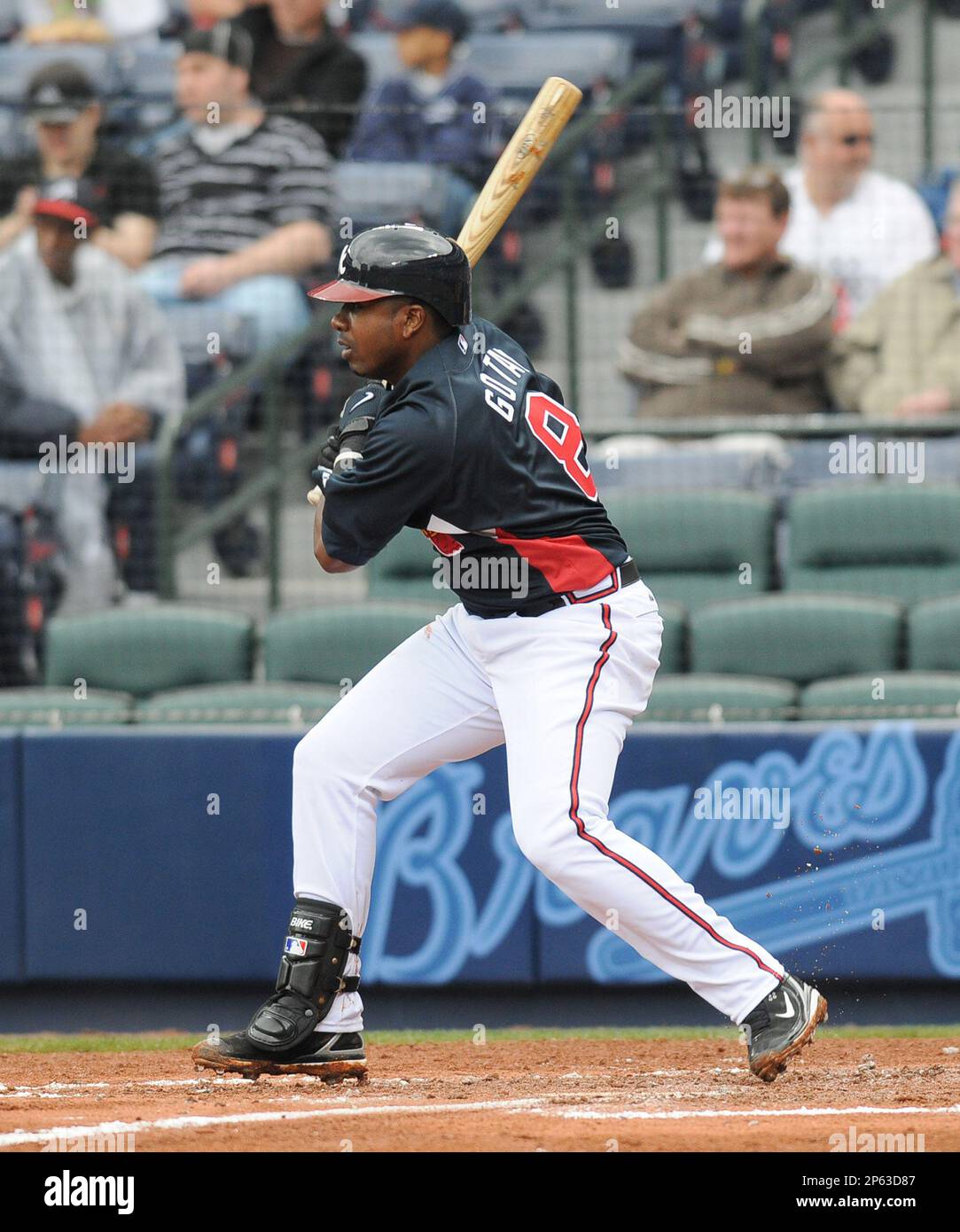 Ruben Gotay of the Atlanta Braves in an exhibition game against the ...