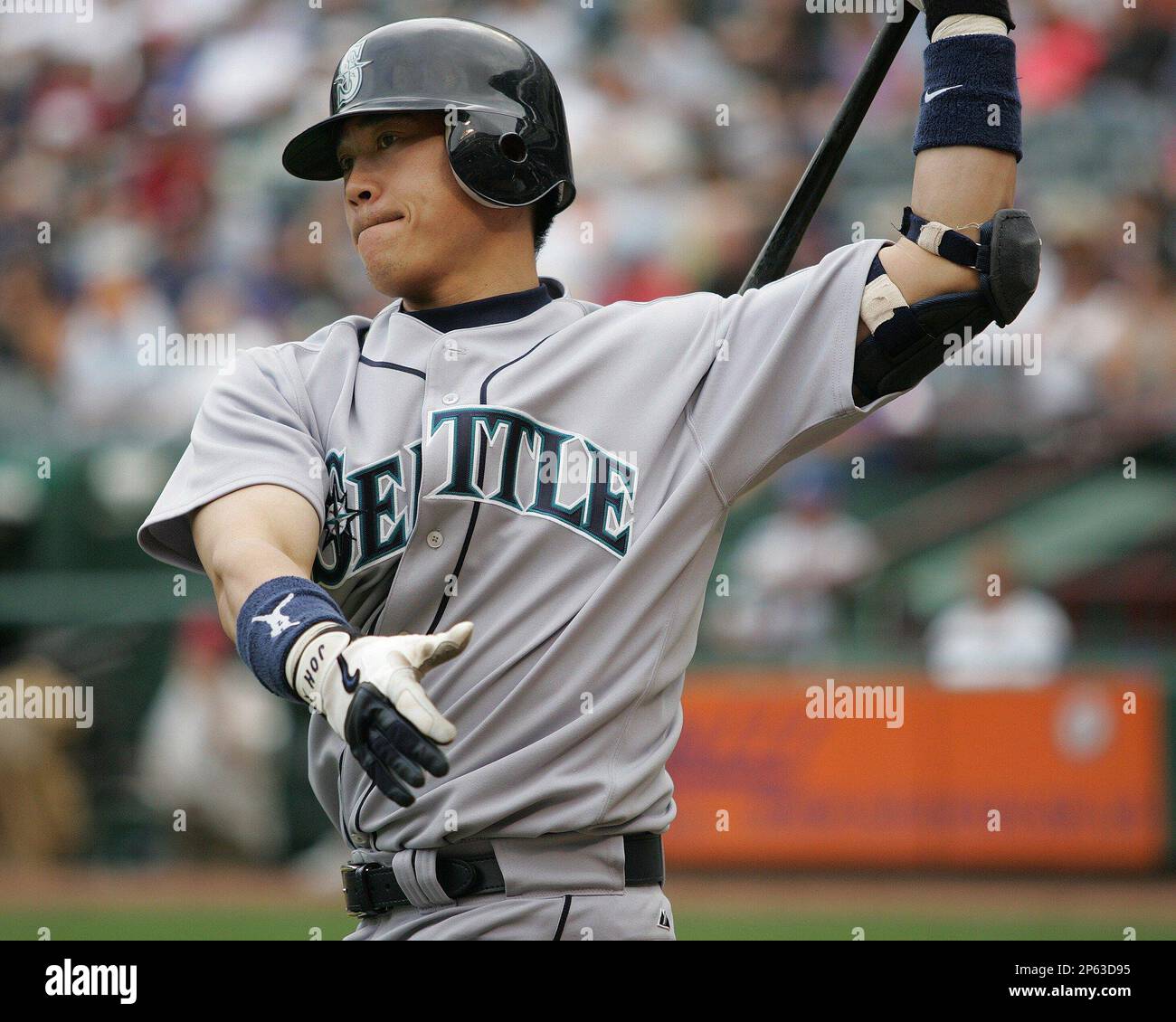 Seattle Mariners DH Kenji Jojima against the Texas Rangers on May 14th ...