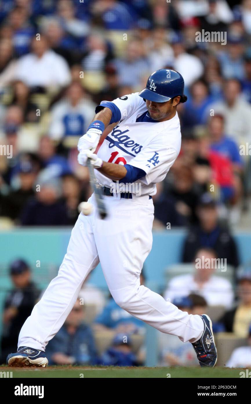 Andre Ethier #16 of the Los Angeles Dodgers bats against the San ...