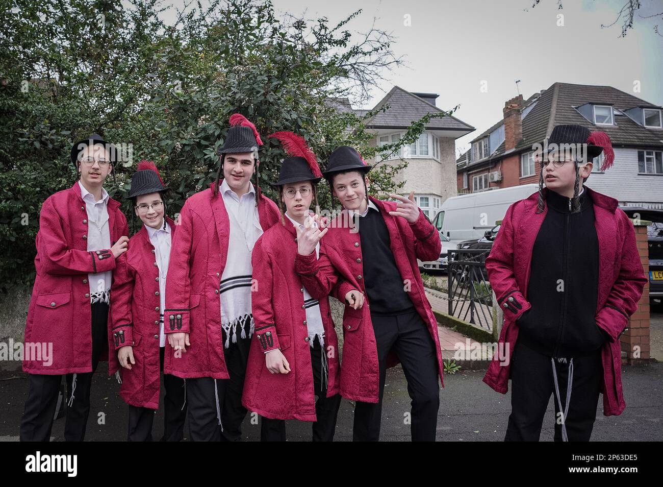 London, UK. 7th March, 2023. British Haredi Jews in north London gather ...