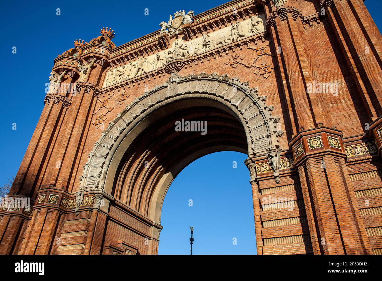 Detail of Arc de Triomf, triumphal arch,in Passeig Lluis Companys ...