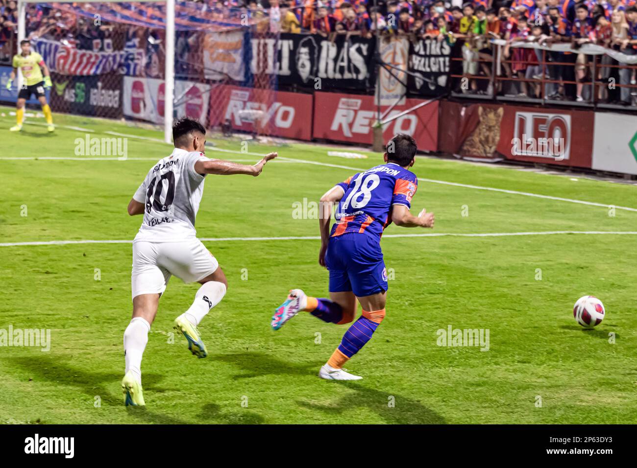 Professional Thai football match at PAT Stadium, Bangkok, Thailand ...