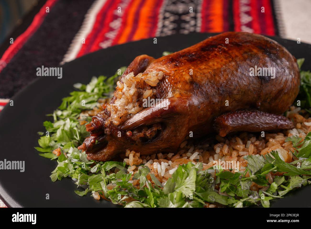 Arabic Cuisine; Egyptian traditional stuffed pigeon or "Hamam Mahshi ...
