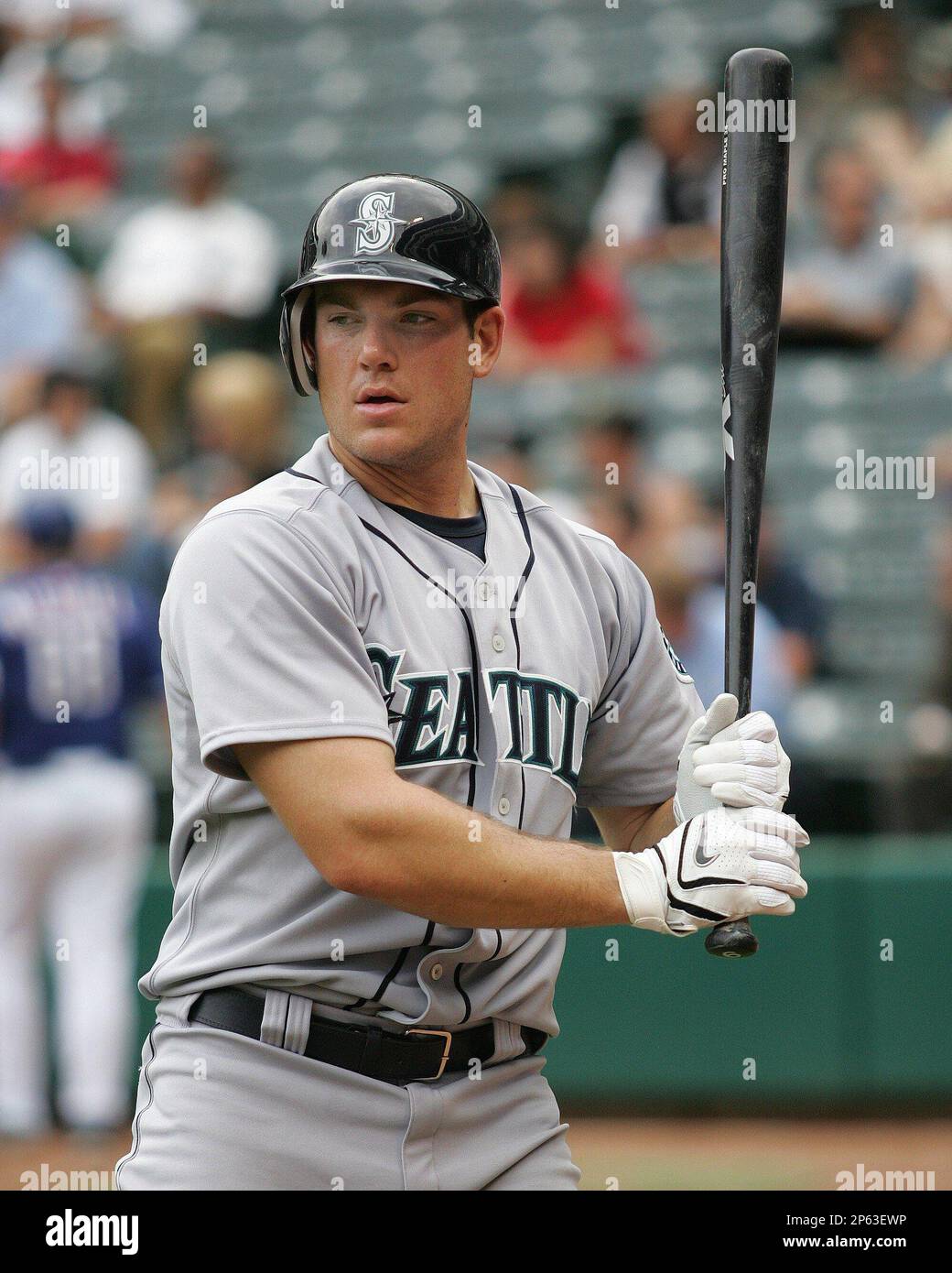 Seattle Mariners Jeff Clement against the Texas Rangers on May 14th, 2008 at Texas Rangers Ball ...