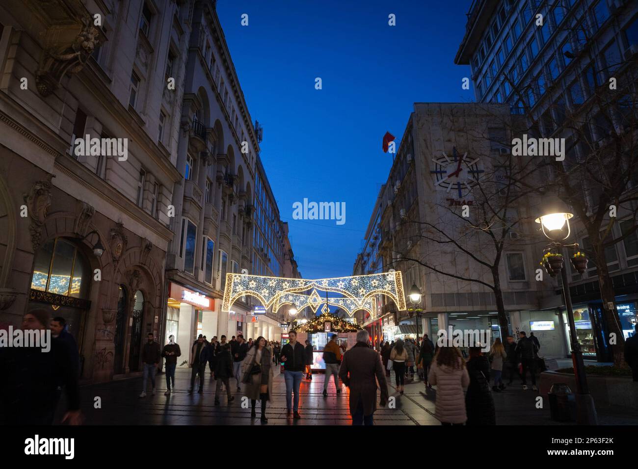 Picture of the Belgrade Christmas decorations on the Kneza Mihailova ...