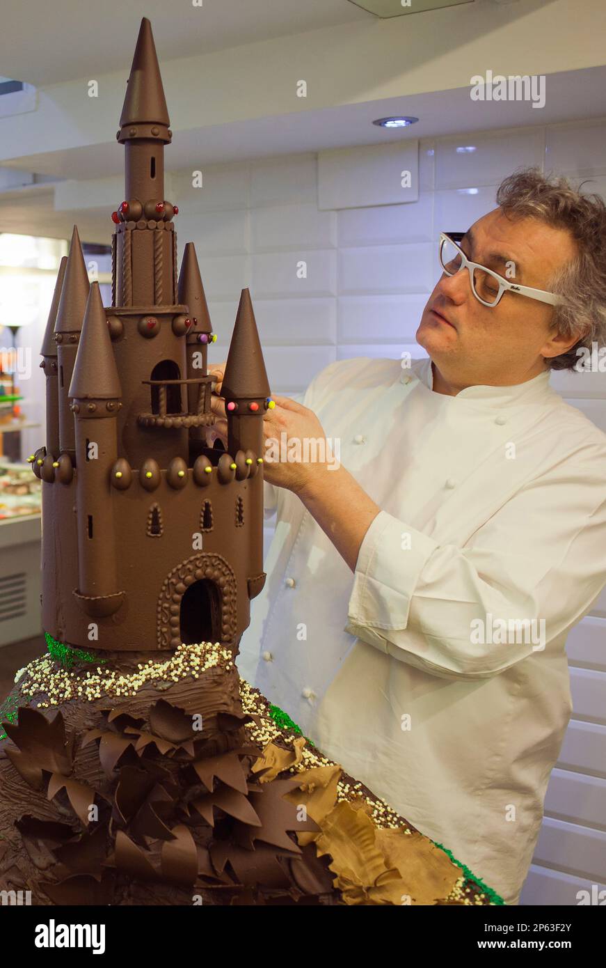 Christian Escriba making a`MonaÂ´, typical chocolate cake of PascuaÂ´s ...