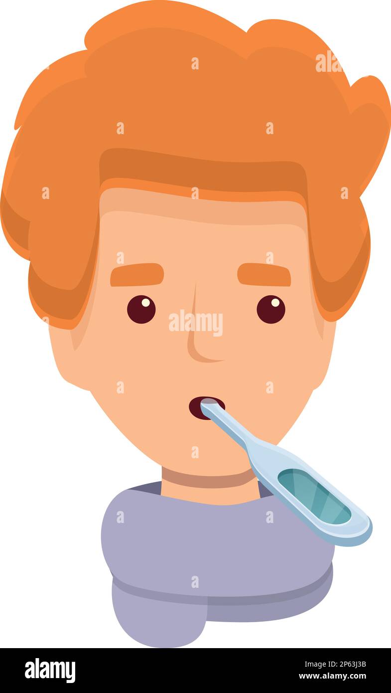 Tonsillitis kid temperature icon cartoon vector. Bacterial infection ...
