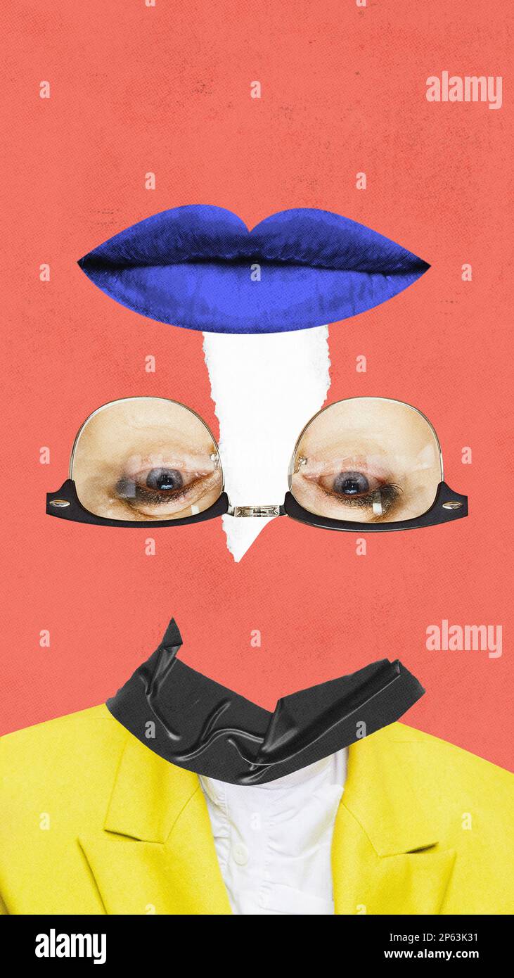 Contemporary art collage. Concept of weird people, pop art, creativity ...