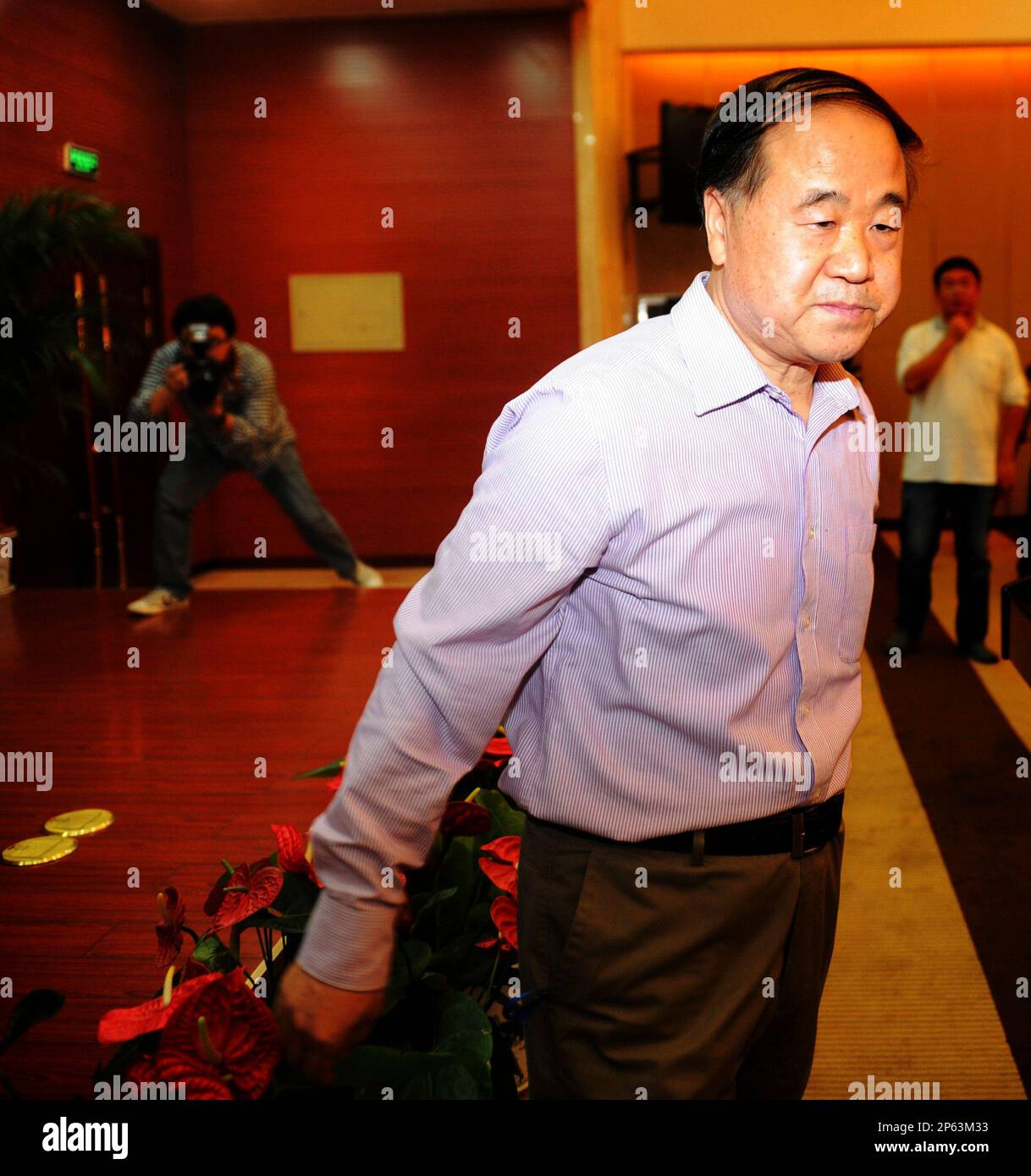 Chinese writer Mo Yan attends a press conference in Gaomi, his hometown ...