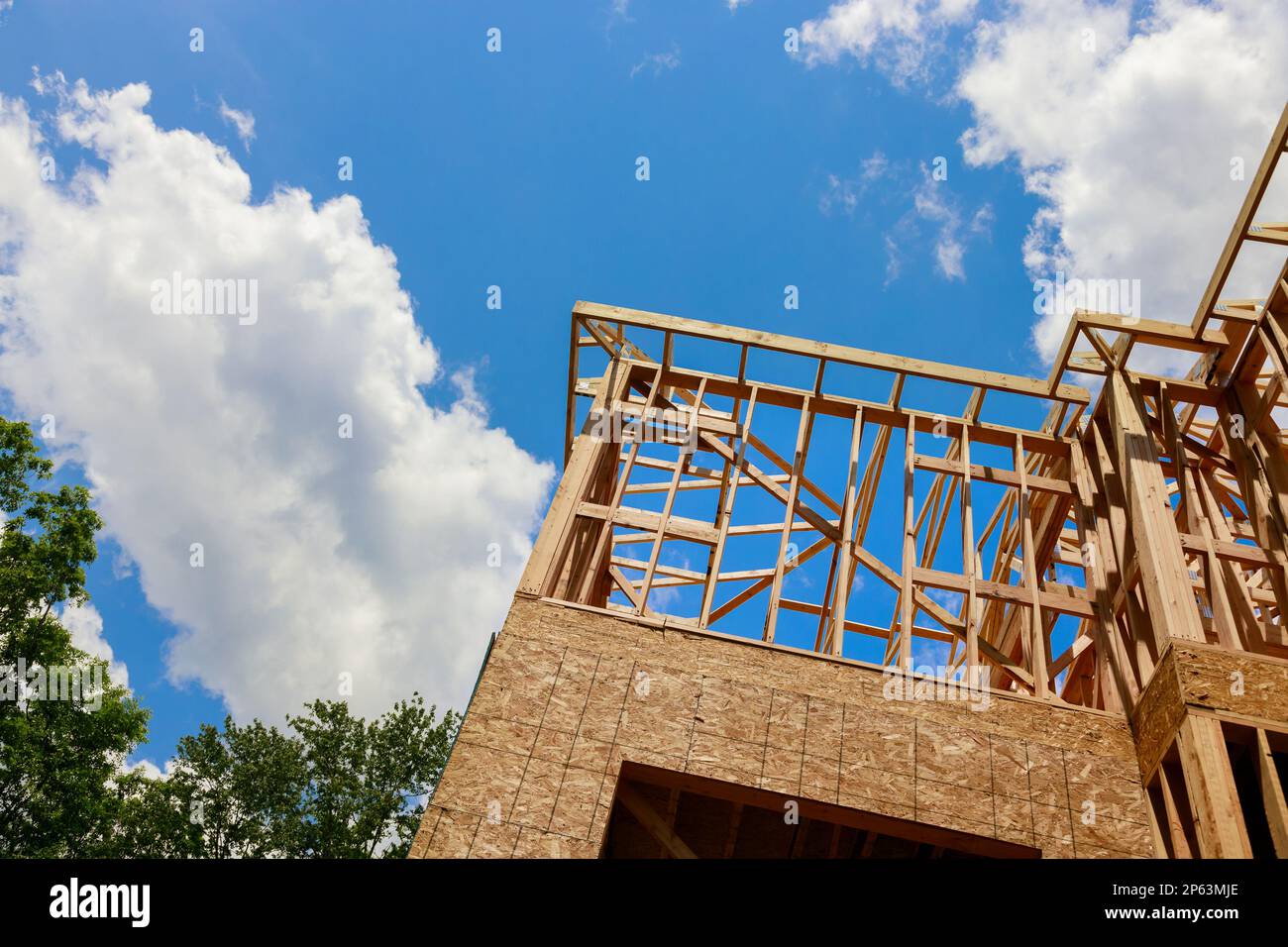 Timber beams and truss frames of stick house were carefully crafted ...
