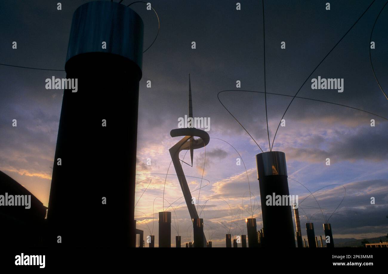 Barcelona: Communications tower, by Santiago Calatrava.And Sculptures ...