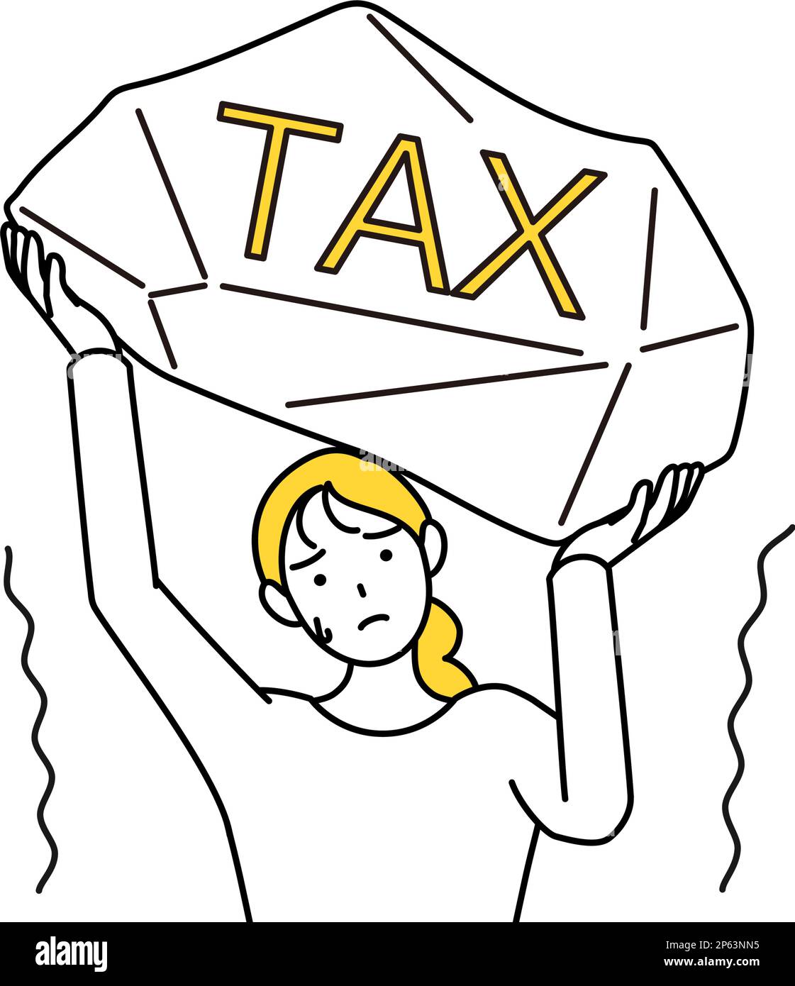 A casually dressed young woman suffering from tax increases, Vector ...