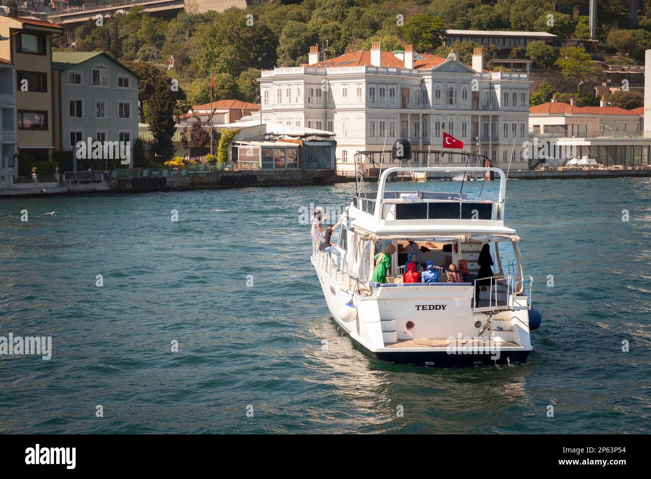Picture of the Bosporus straight in Istanbul, Turkey, with a luxury ...