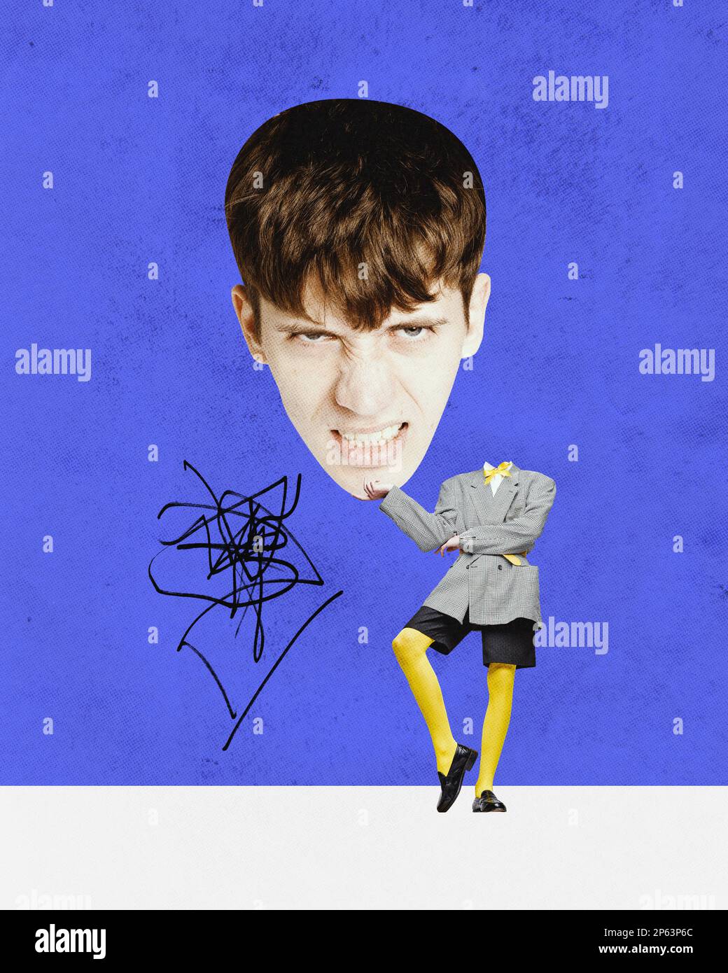 Split personality. Contemporary art collage. Concept of weird people ...