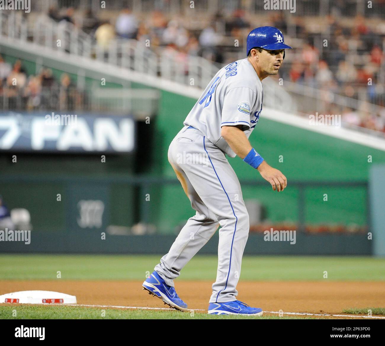 Los Angeles Dodgers Matt Treanor (18) in action during game 2 of a ...