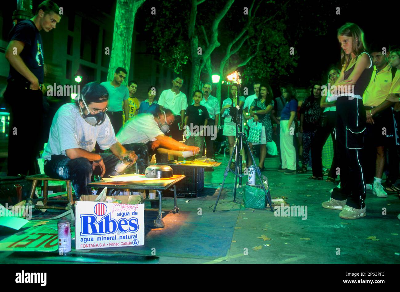 Street artist. spray paint. La Rambla. Barcelona.Europe Stock Photo - Alamy