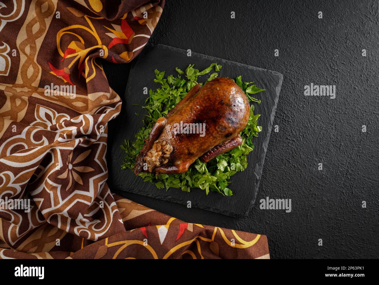 Arabic Cuisine; Egyptian traditional stuffed pigeon or "Hamam Mahshi ...