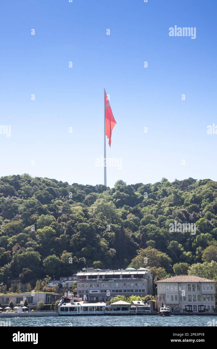 Panorama of luxury mansions and houses on the Bosphorus strait in ...