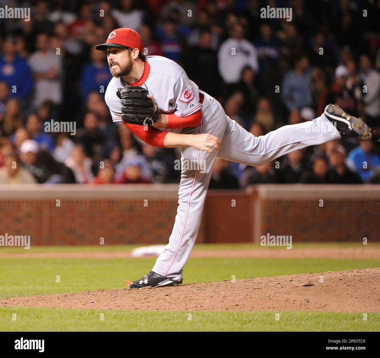 Cincinnati Reds Sam LeCure (63) in action during a game against the ...