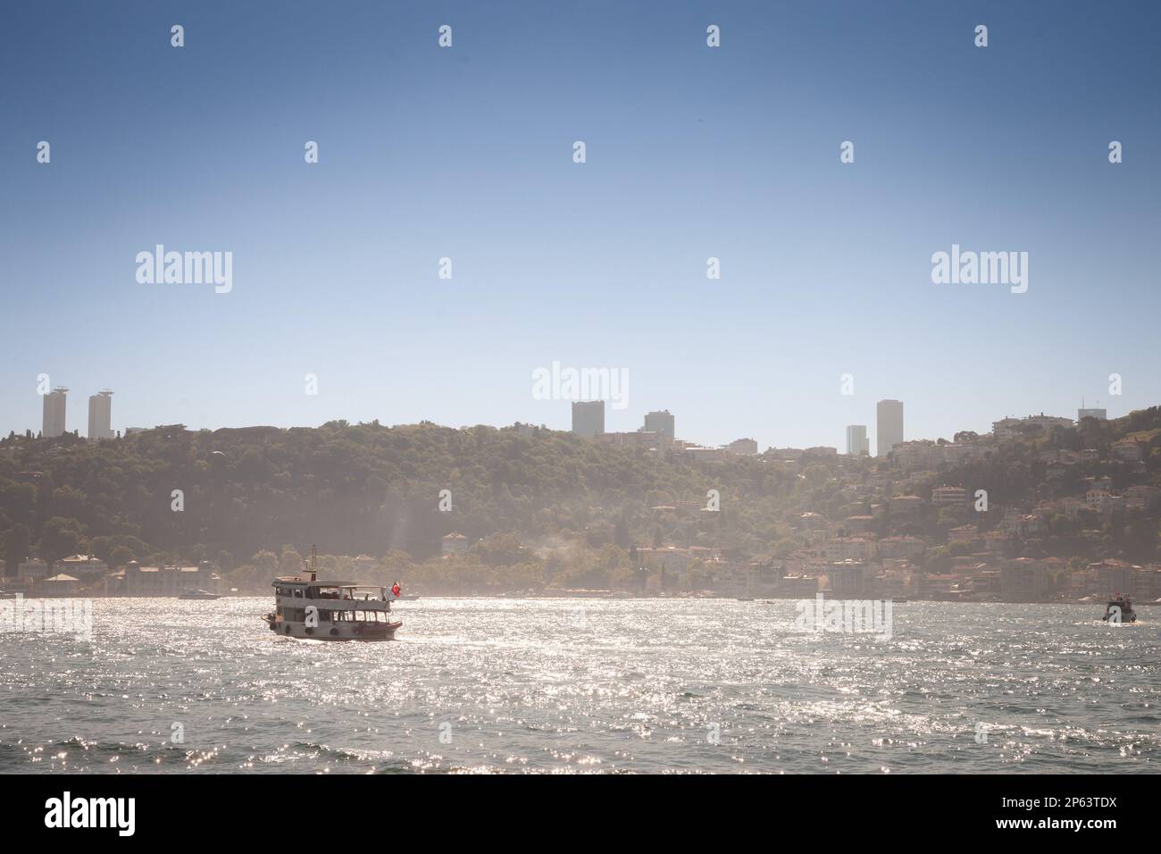 Picture of a ferryboat a vapur in Istanbul, Turkey with the panorama of ...
