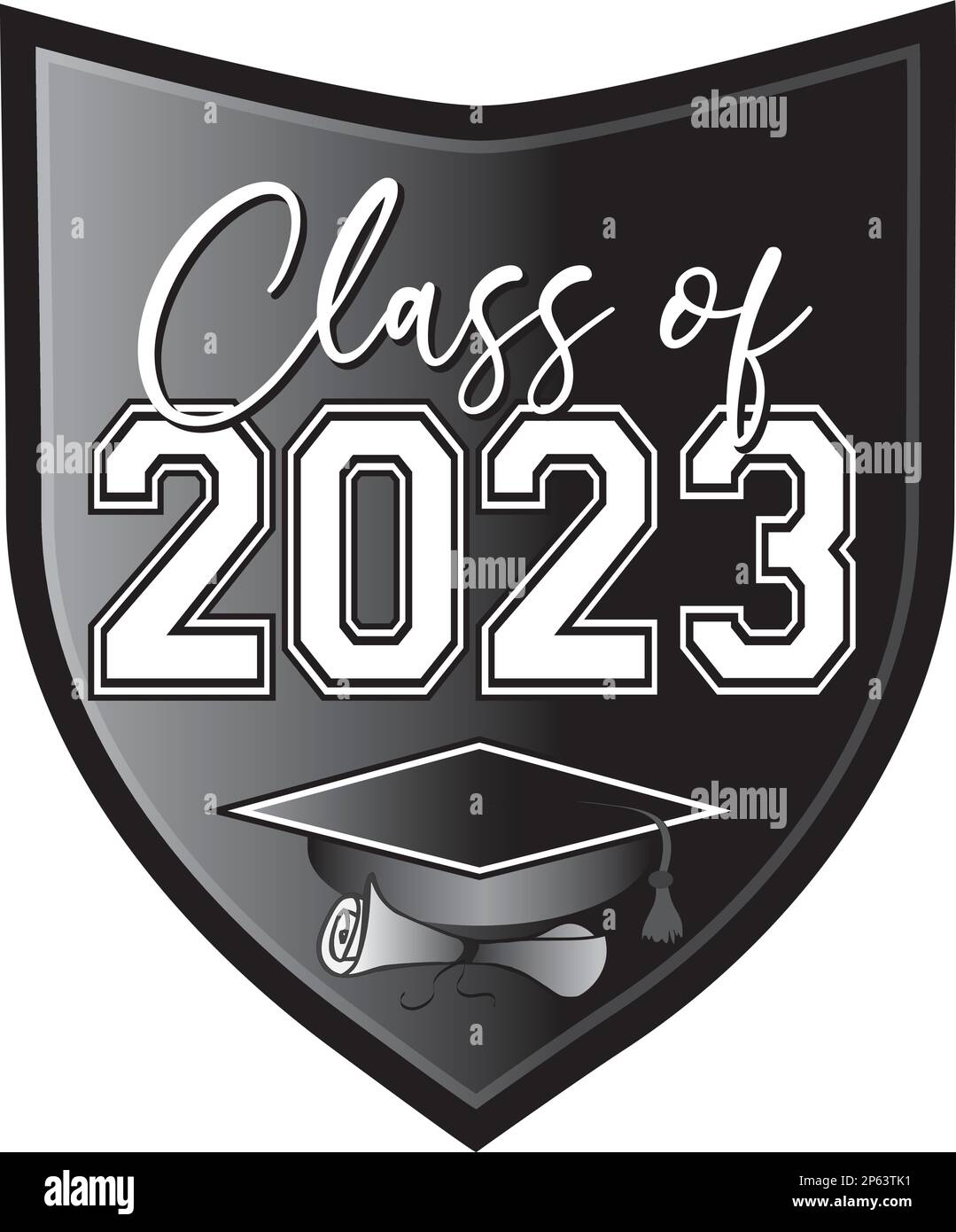 Class of 2023 Shield Logo Black and White Crest Stock Vector Image ...