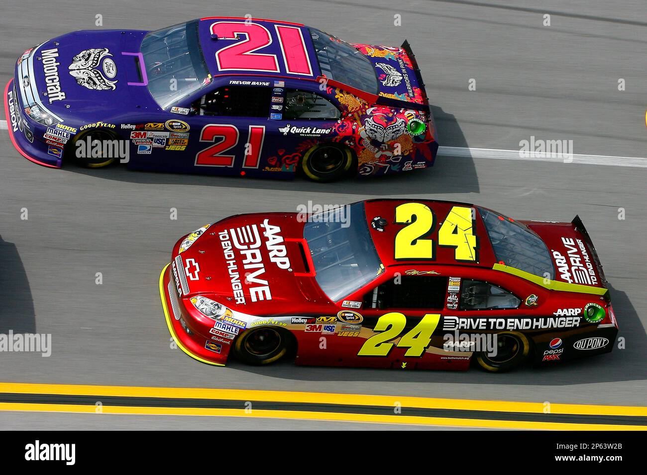 Jeff Gordon (24) and Trevor Bayne (21) during the NASCAR Sprint Cup ...