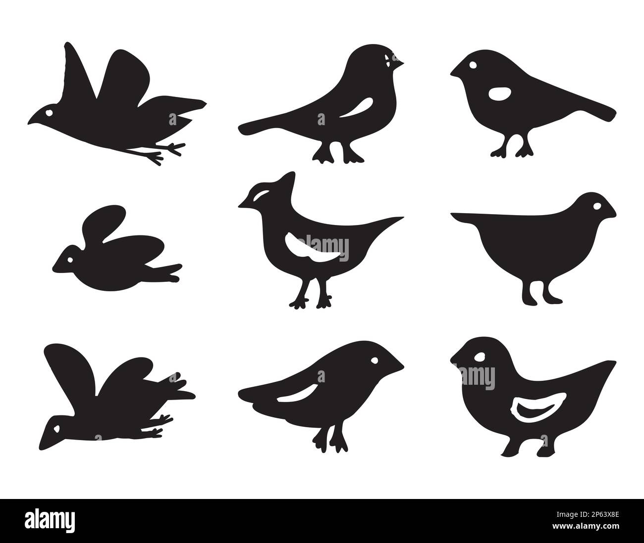 Set of vector bird motifs for cute kids illustration. Garden songbird ...