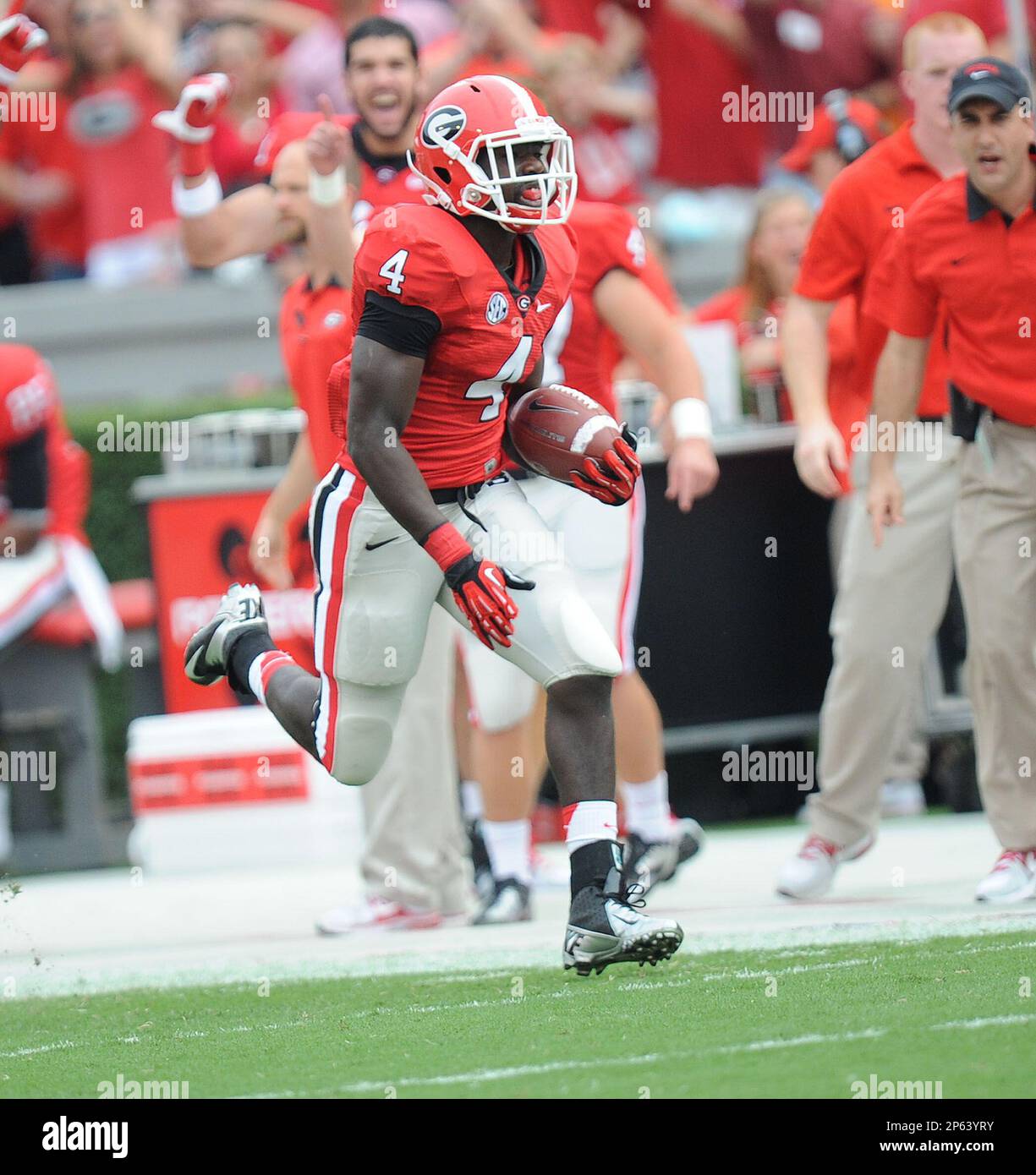 Georgia Bulldogs Keith Marshall (4) in action during a game against the ...