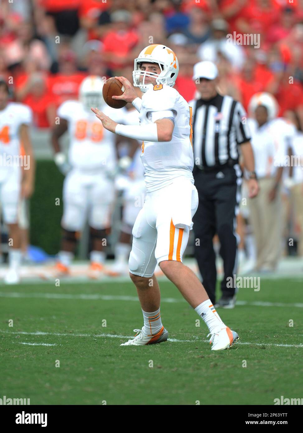 Tennessee Volunteers Tyler Bray (8) in action during a game against the ...